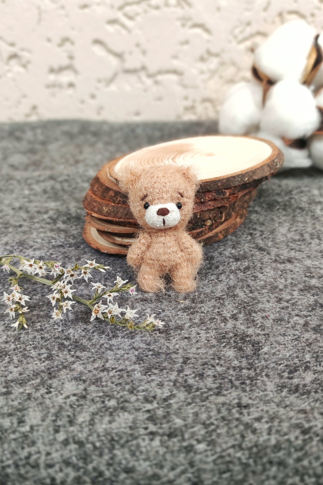Tiny Teddy Bear Plushie Friend for Doll. Cute Micro Stuffed Animal for ...