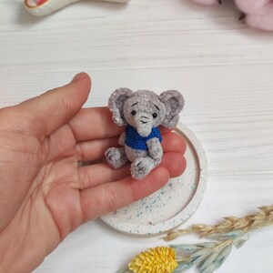 Mini Plush Elephant Toy. Tiny Crochet Stuffed Animal for Miniature ...