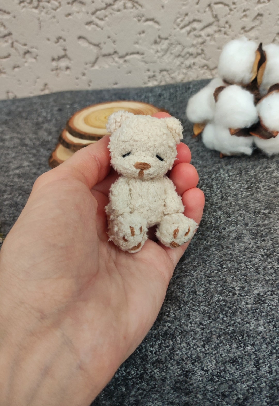 Tiny Teddy Bear Plush Stuffed Toy. Cute Fluffy Miniature Animal. Soft ...