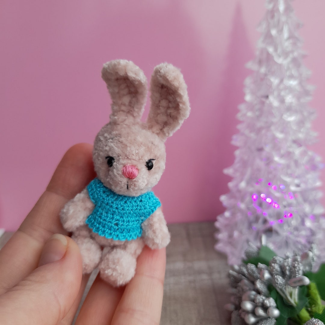 Tiny Plushie Bunny Rabbit Toy. Miniature Crochet Pet Friend - Etsy