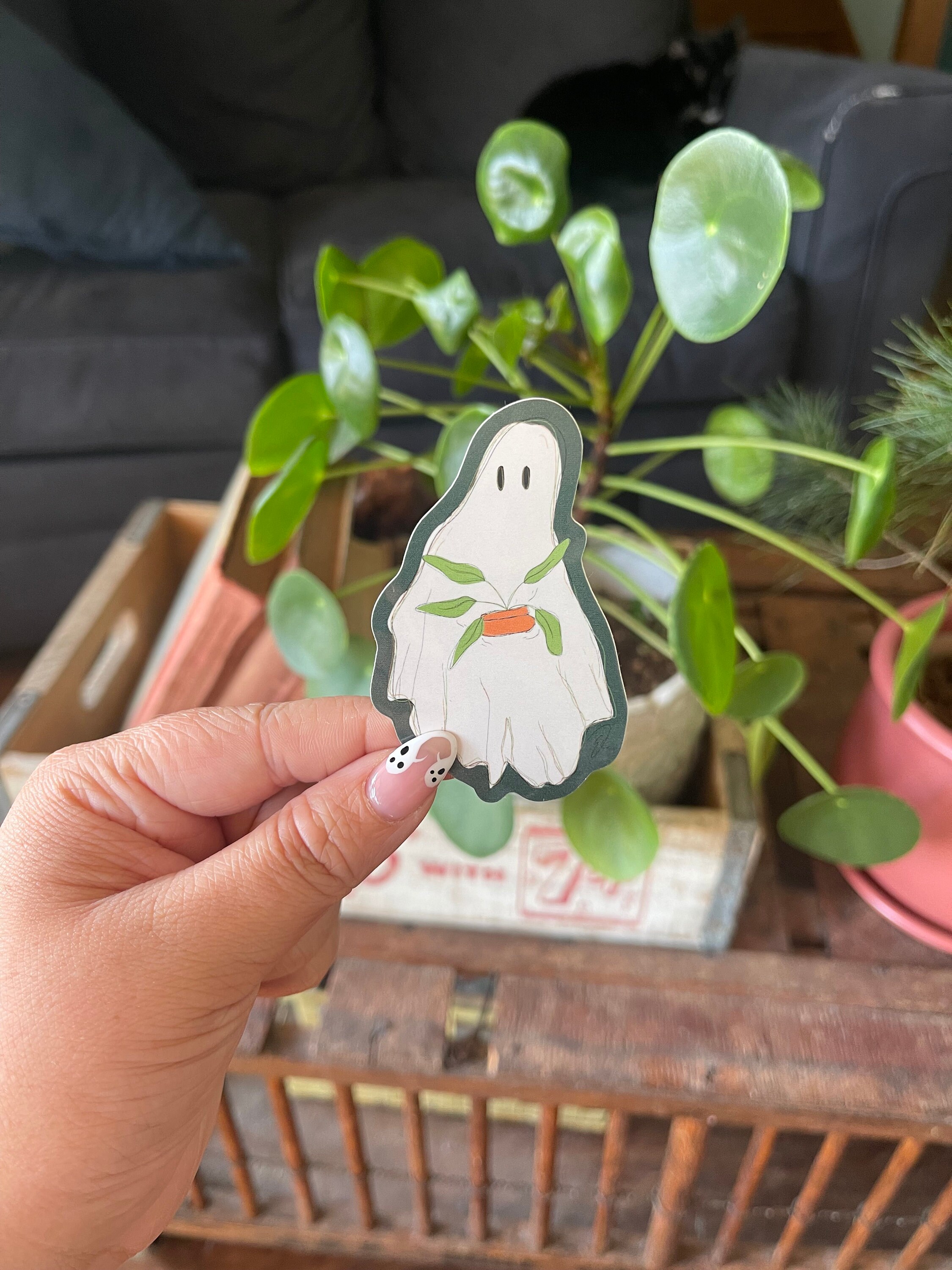 Ghost Holding Plant Sticker 3X3 Water Bottle Hydro Flask - Etsy