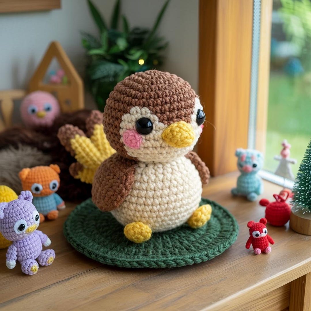 Pidgey Crochet Plush | Handmade Amigurumi Bird Toy | Cute Brown ...