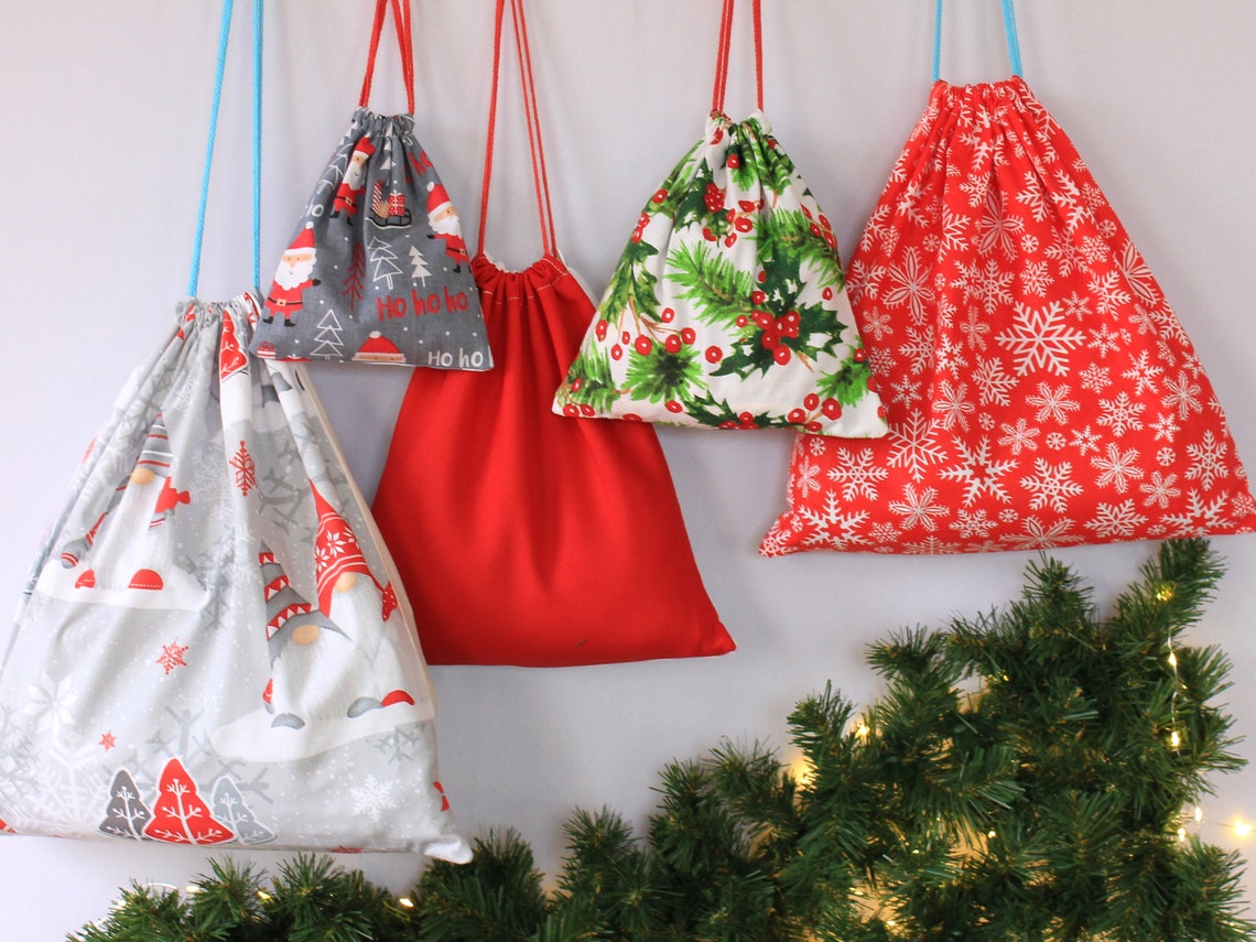 DIY Christmas Gift Bags Simple Drawstring Bag PDF Instant - Etsy