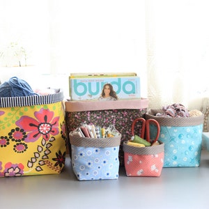 Reversible Fabric Basket PDF Sewing Pattern, DIY Fabric Storage 5 Sizes ...