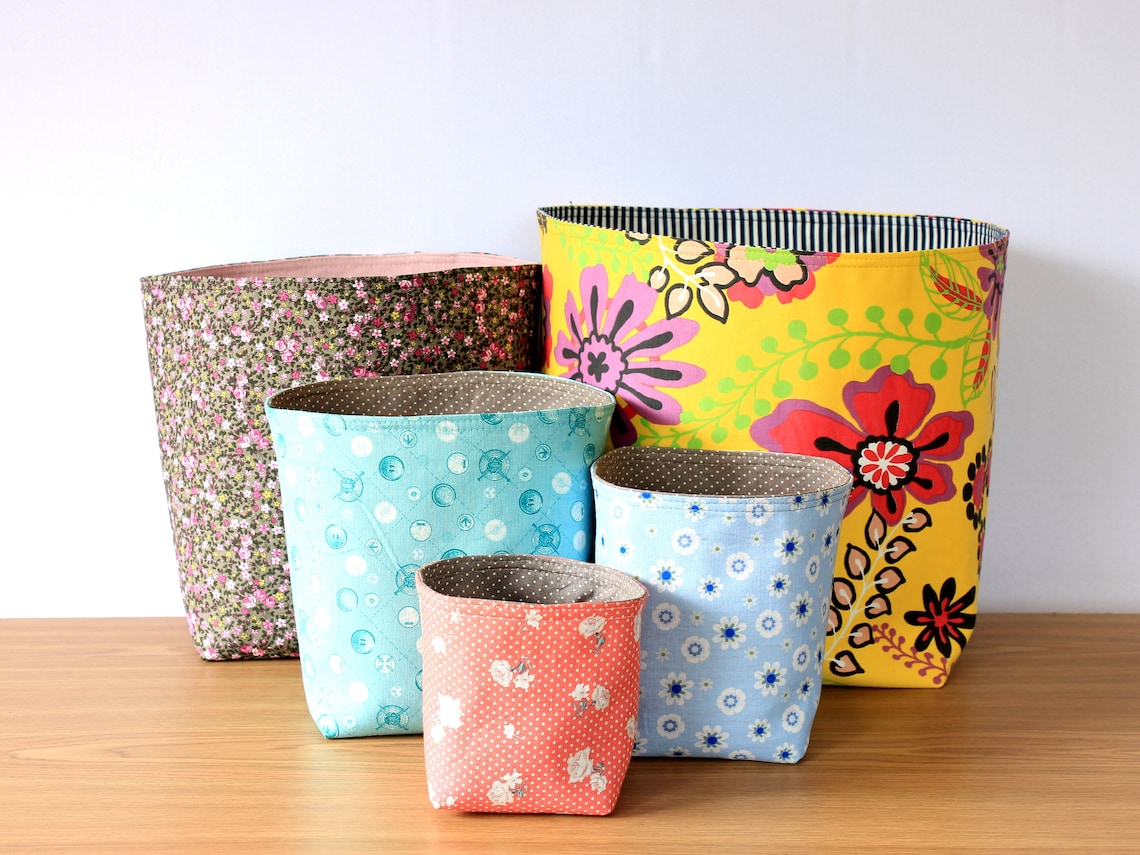 Reversible Fabric Basket PDF Sewing Pattern DIY Fabric - Etsy