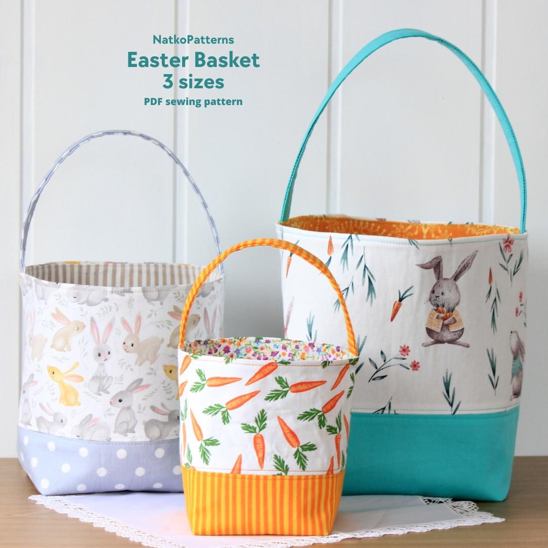 Easter Basket PDF Pattern – Reversible Basket in 3 Sizes, DIY Easter Bag, Beginner Sewing ...