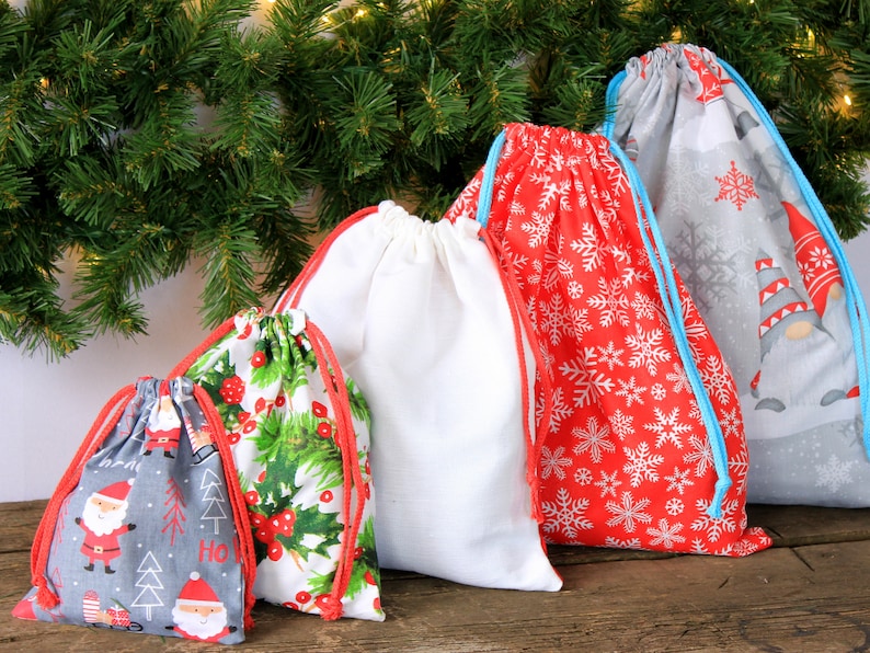 DIY Christmas Gift Bags Simple Drawstring Bag PDF Instant - Etsy