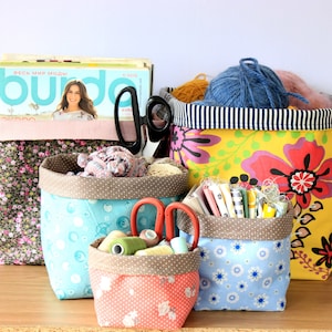 Reversible Fabric Basket PDF Sewing Pattern, DIY Fabric Storage 5 Sizes ...
