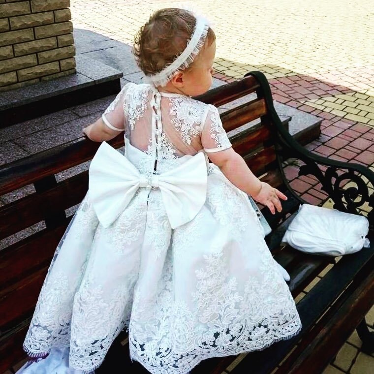 White Baby Christening Dress, Ivory Baby Girl Christening Dress, Baby ...