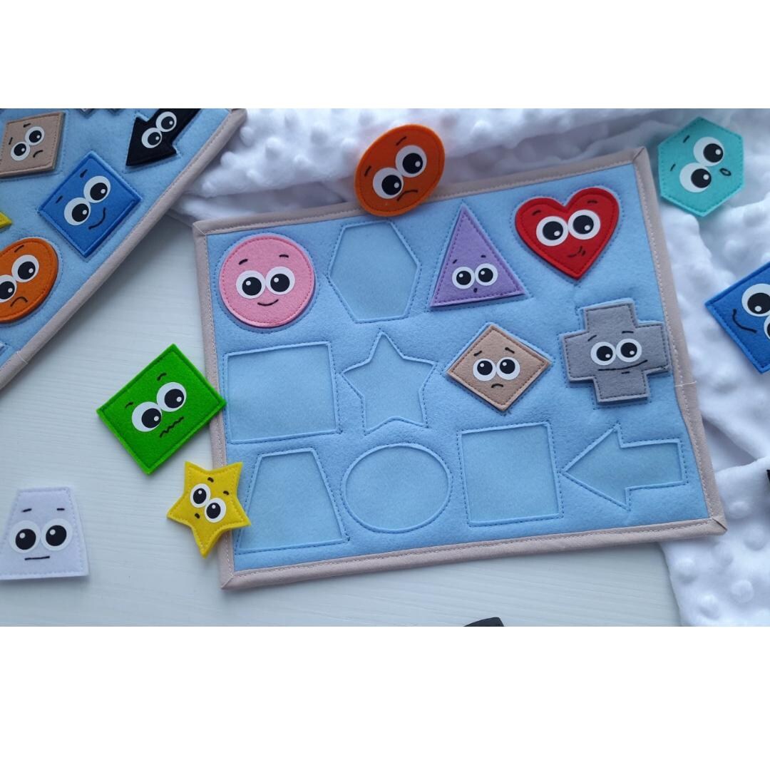 Toddler Busy Board - Shape Matching Preschool Montessori Shape Sorter ...