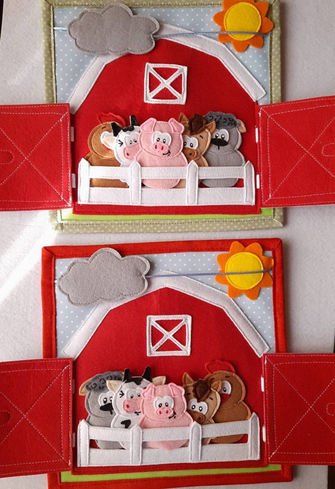 Farm Animals Finger Puppets, Felt Farm Barn Busy Board, Gifts for Kids ...