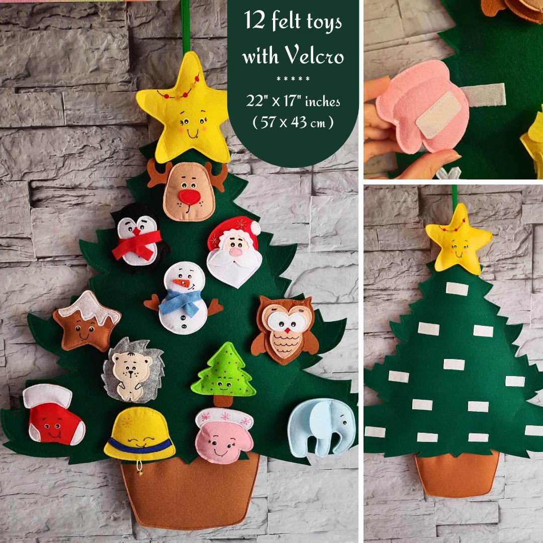 Toddler Christmas Tree With 12 (or 24) Soft Felt Ornaments With Velcro ...