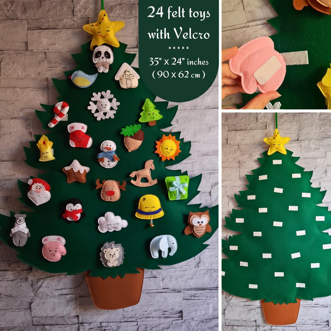 Toddler Christmas Tree With 12 (or 24) Soft Felt Ornaments With Velcro ...