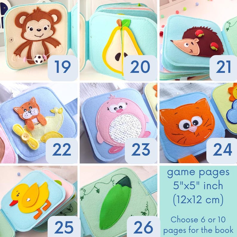 Custom Felt Busy Book for Toddlers 5"×5"(12х12cm) - My First Quiet Book ...