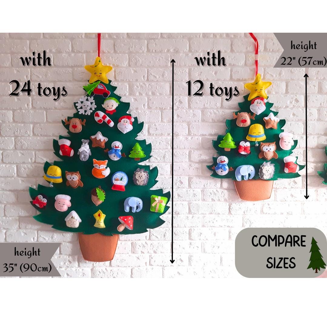 Toddler Christmas Tree With 12 (or 24) Soft Felt Ornaments With Velcro ...
