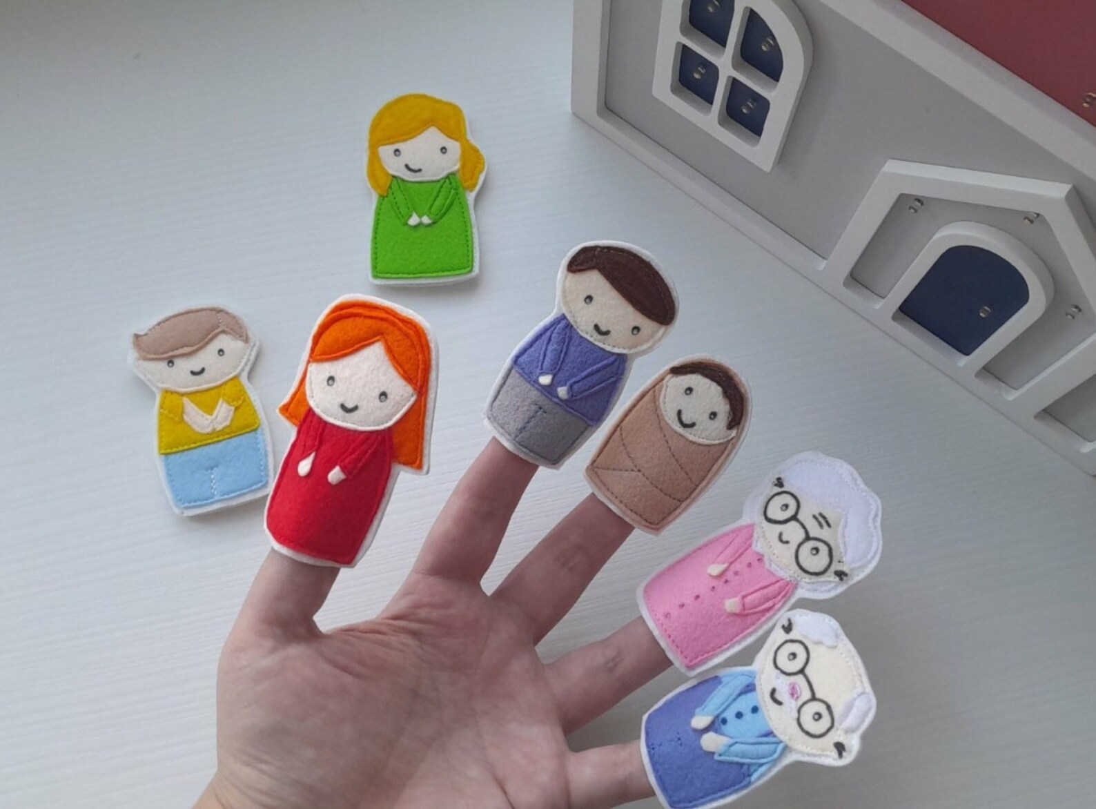 Family Finger Puppets, Felt Finger Theater, Set of Finger Puppets ...