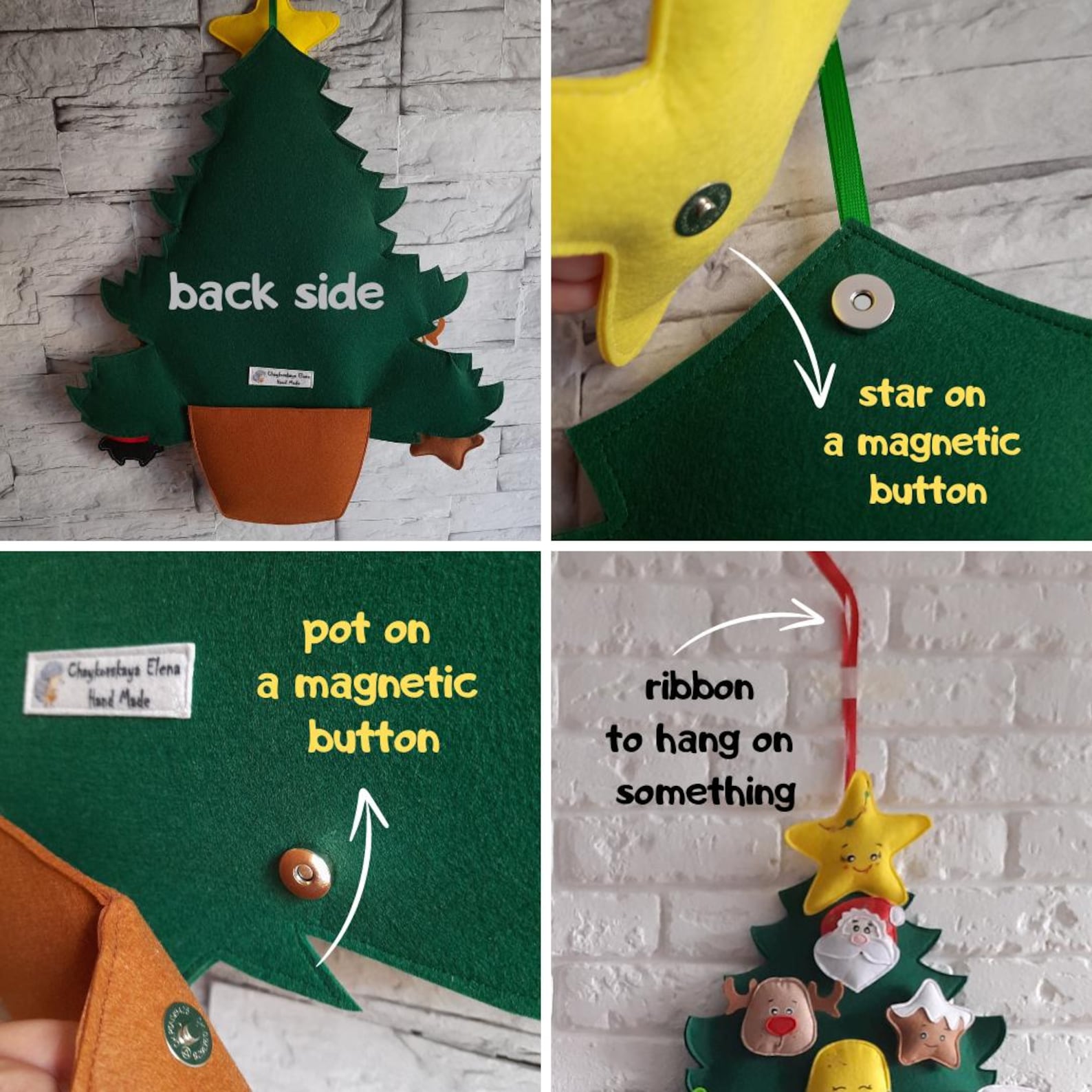 Toddler Christmas Tree With 12 (or 24) Soft Felt Ornaments With Velcro ...