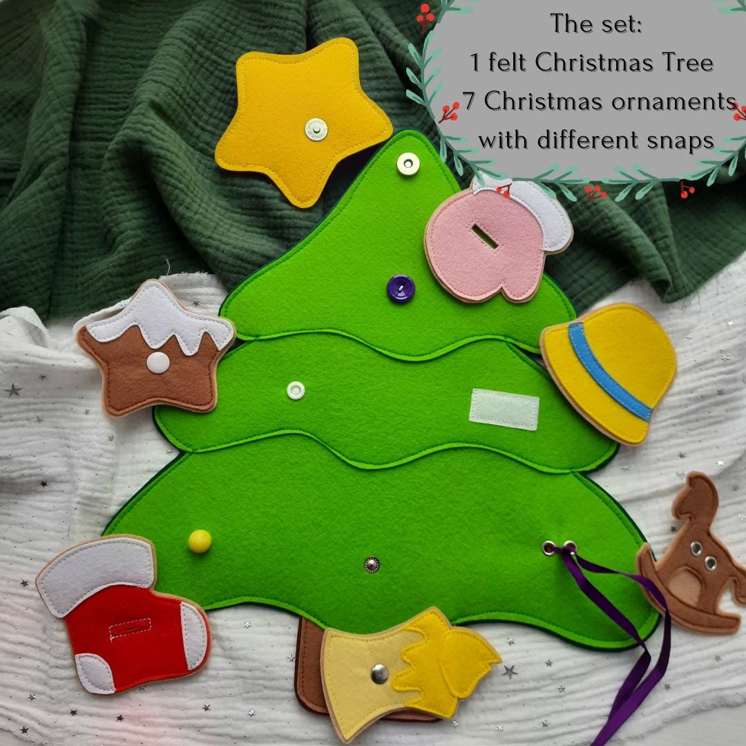 Christmas Tree Felt Buttoning Game - Christmas Buckle Busy Board - Etsy