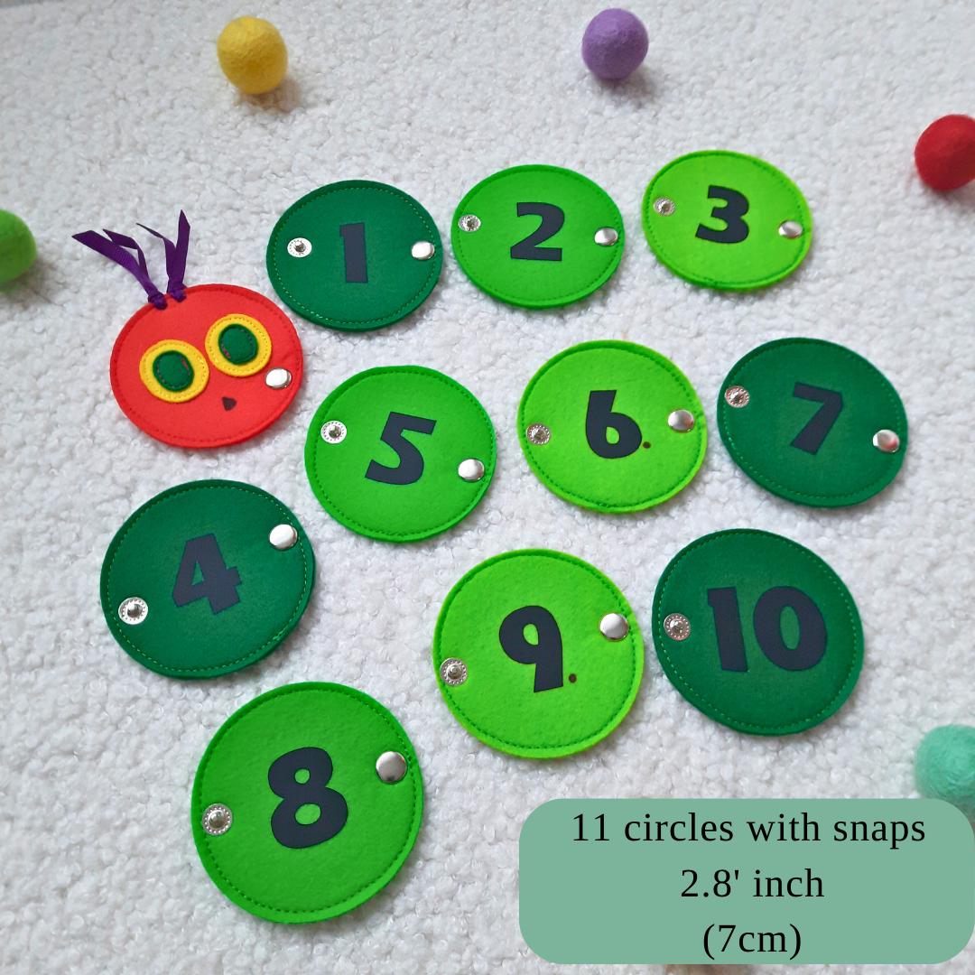 The Very Hungry Caterpillar Snap Buttoning Game Montessori Felt ...
