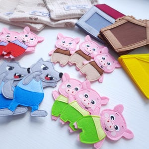 Storytime Fun With 3 Pigs & Big Bad Wolf Finger Puppets - Felt Toy Set ...