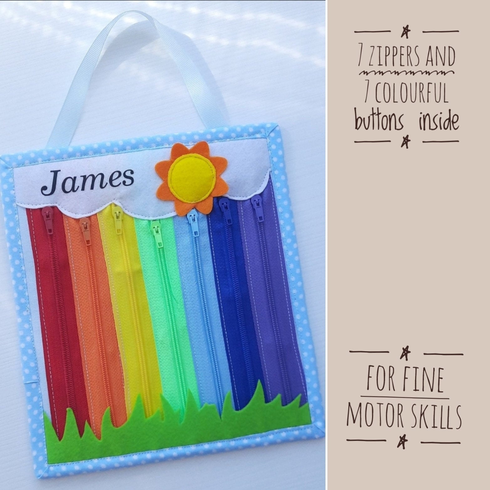 Montessori Buckle Zipper Toy - Activity Busy Board for Toddlers for ...