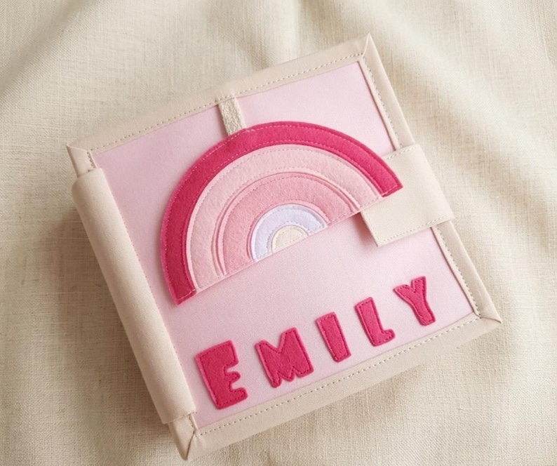 Personalized Quiet Book Boho Pink Rainbow - Custom Sensory Felt ...