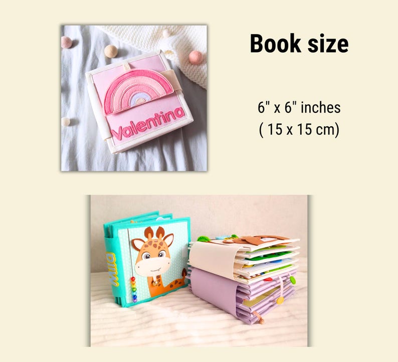 Personalized Quiet Book Boho Pink Rainbow - Custom Sensory Felt ...