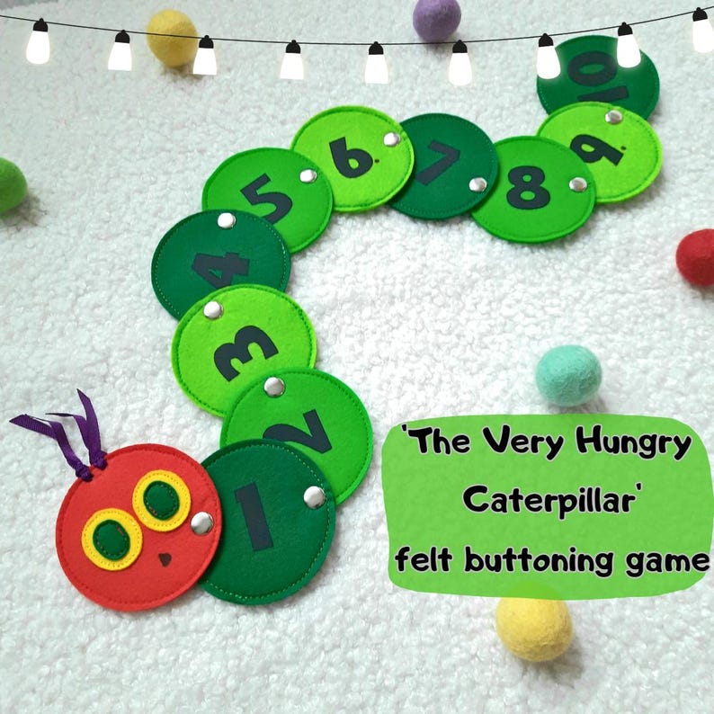 The Very Hungry Caterpillar Snap Buttoning Game Montessori Felt ...