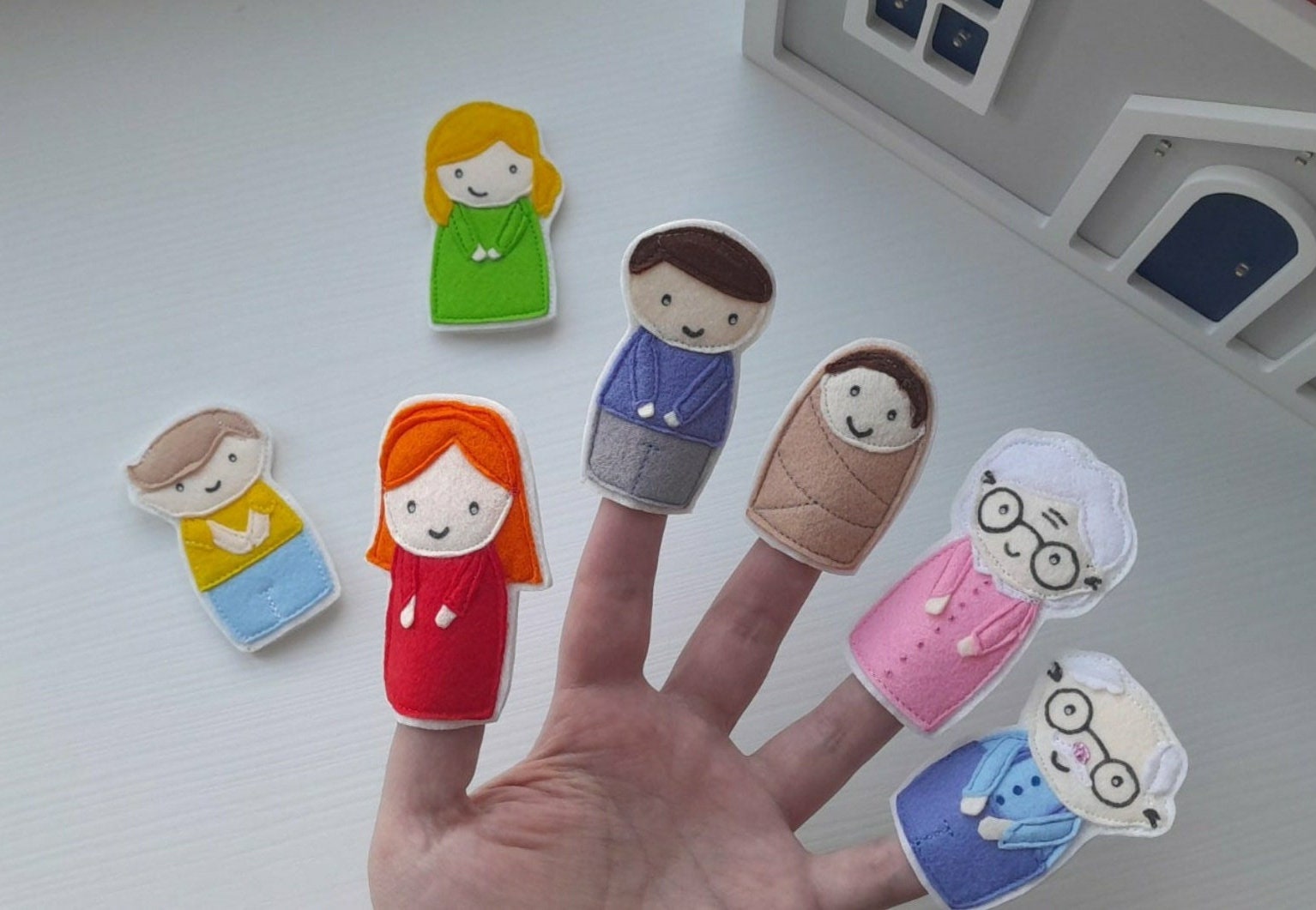 Family Finger Puppets, Felt Finger Theater, Set of Finger Puppets ...