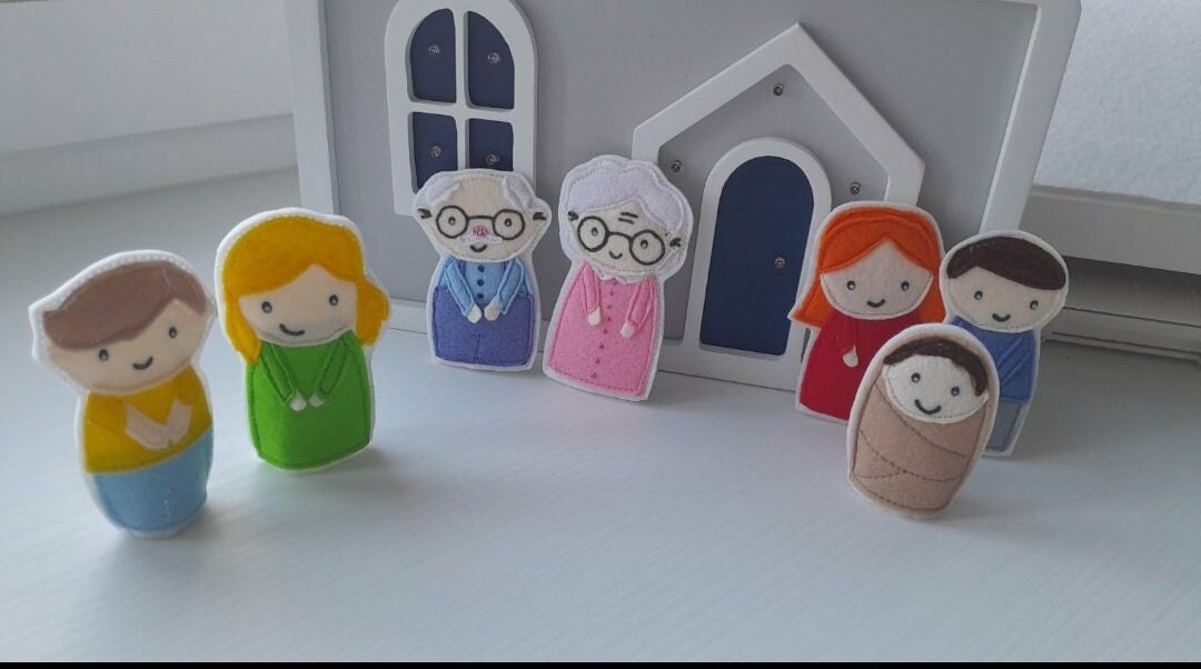 Family Finger Puppets, Felt Finger Theater, Set of Finger Puppets ...