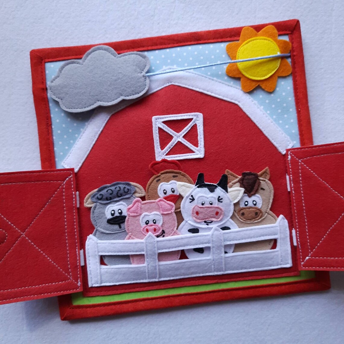 Farm Animals Finger Puppets, Felt Farm Barn Busy Board, Gifts for Kids ...