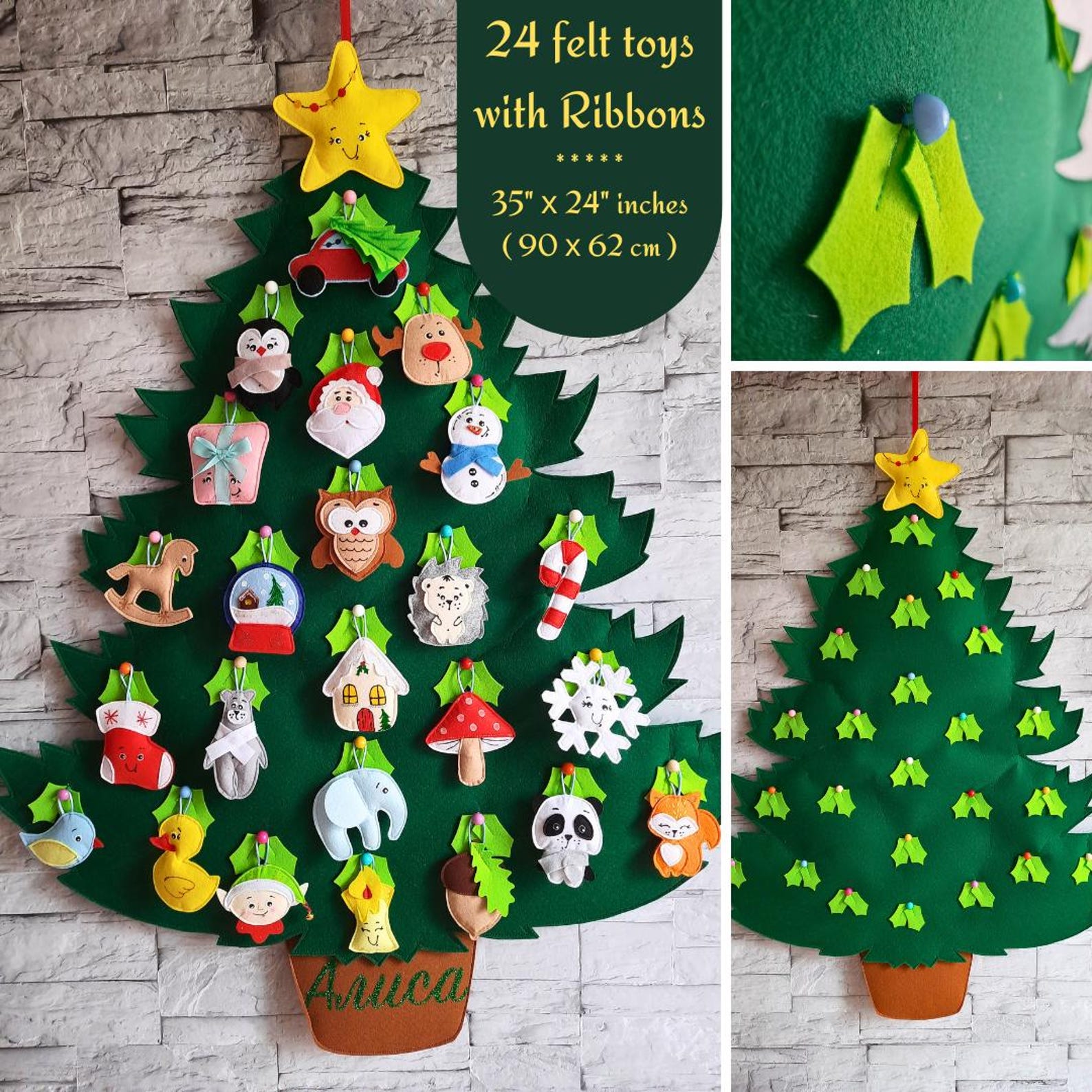 Toddler Christmas Tree With 12 (or 24) Soft Felt Ornaments With Velcro ...