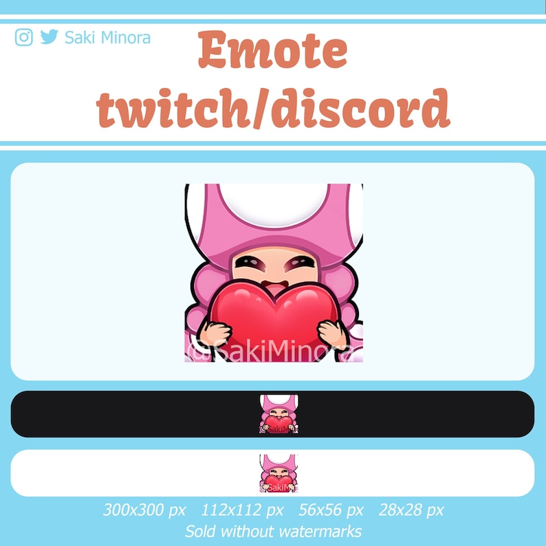 Toadette Heart Emote for Twitch and Discord - Etsy