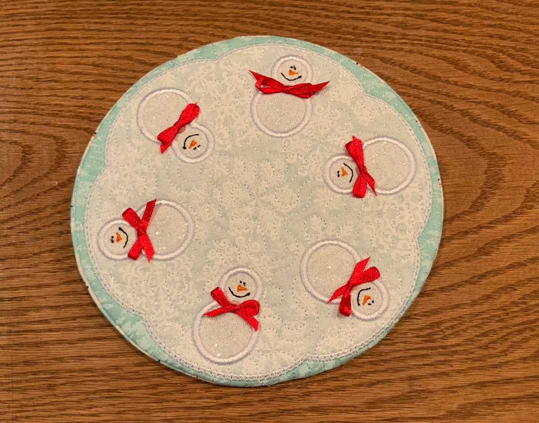 Jolly Happy Snow People—candle Mat or Mug Rug - Etsy