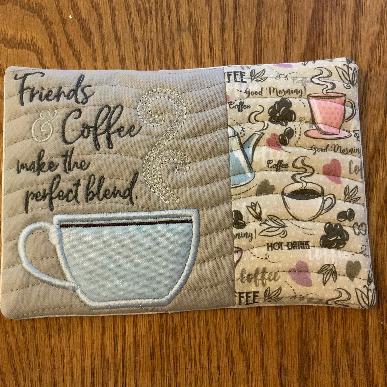 Embroidered Coffee Mug Rug: Quilted Drink Coaster - Etsy