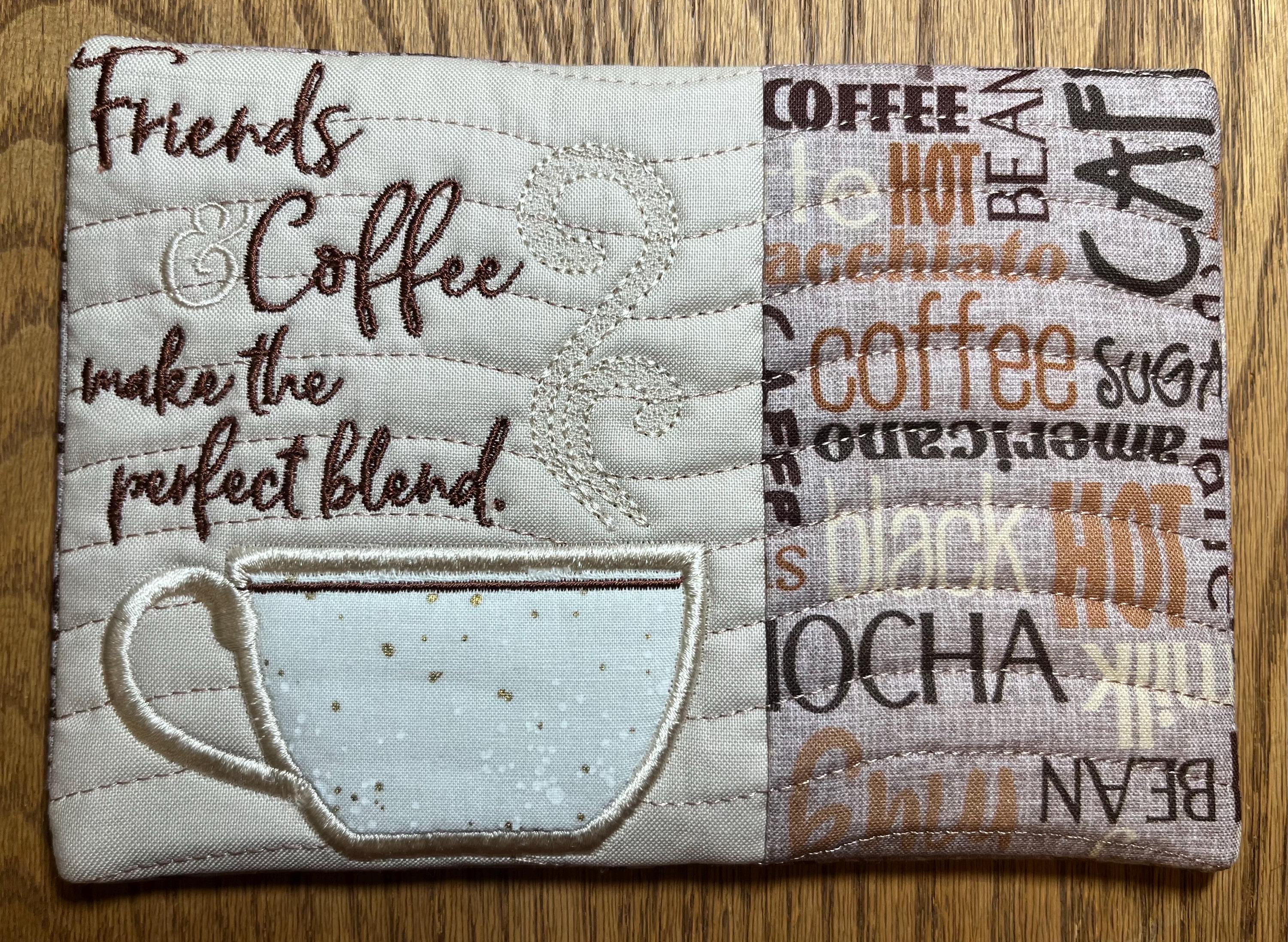 Embroidered Coffee Mug Rug: Quilted Drink Coaster - Etsy