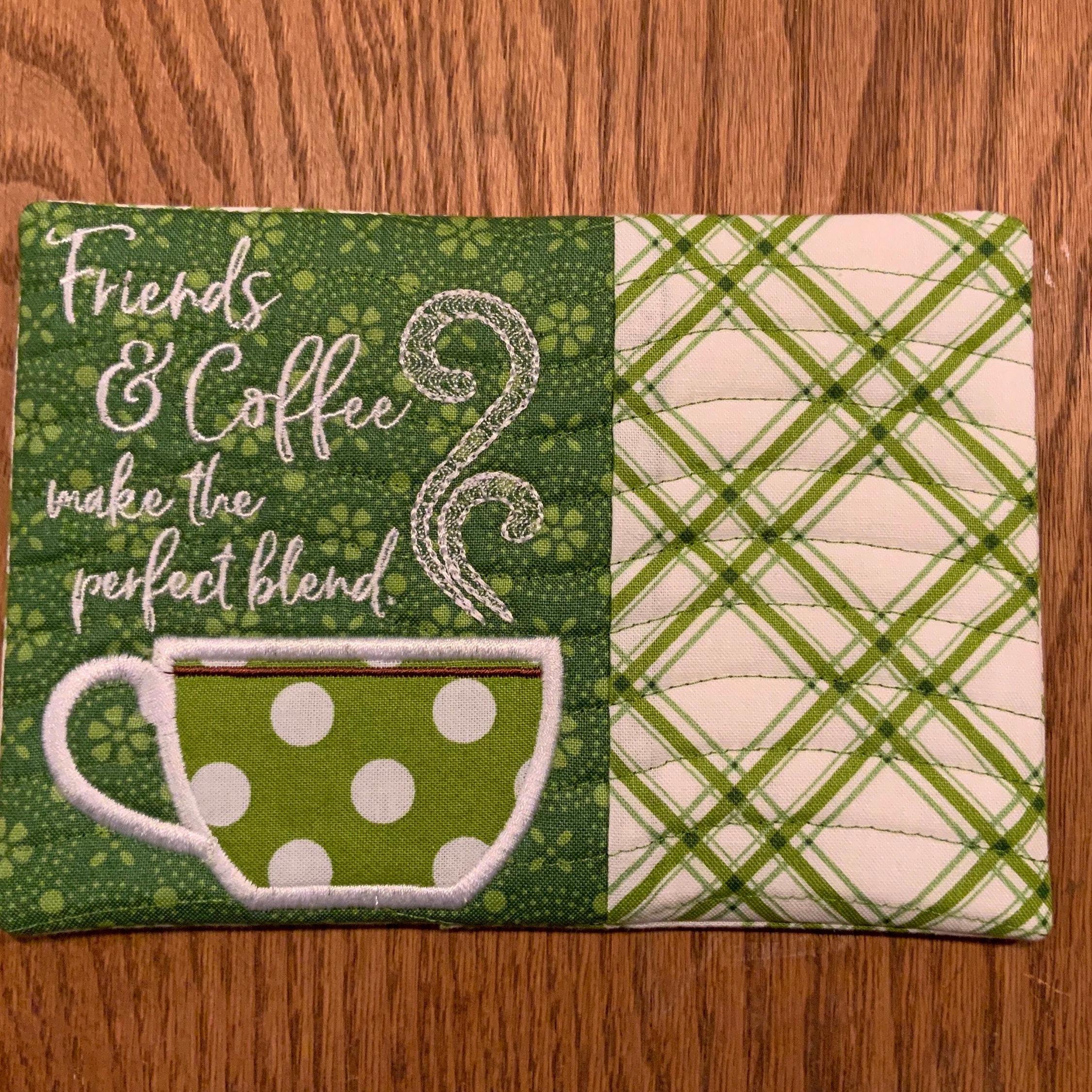 Embroidered Coffee Mug Rug: Quilted Drink Coaster - Etsy