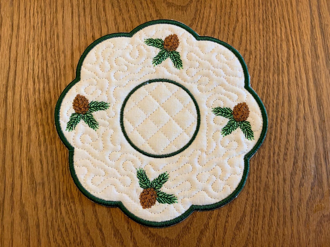 Sparkly Pine Cones—reversible Candle Mat or Mug Rug - Etsy