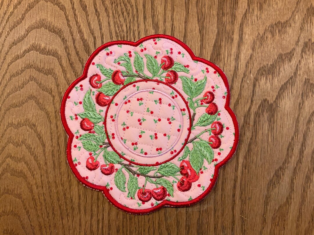 Sweet Cherries—reversible Candle Mat or Mug Rug - Etsy