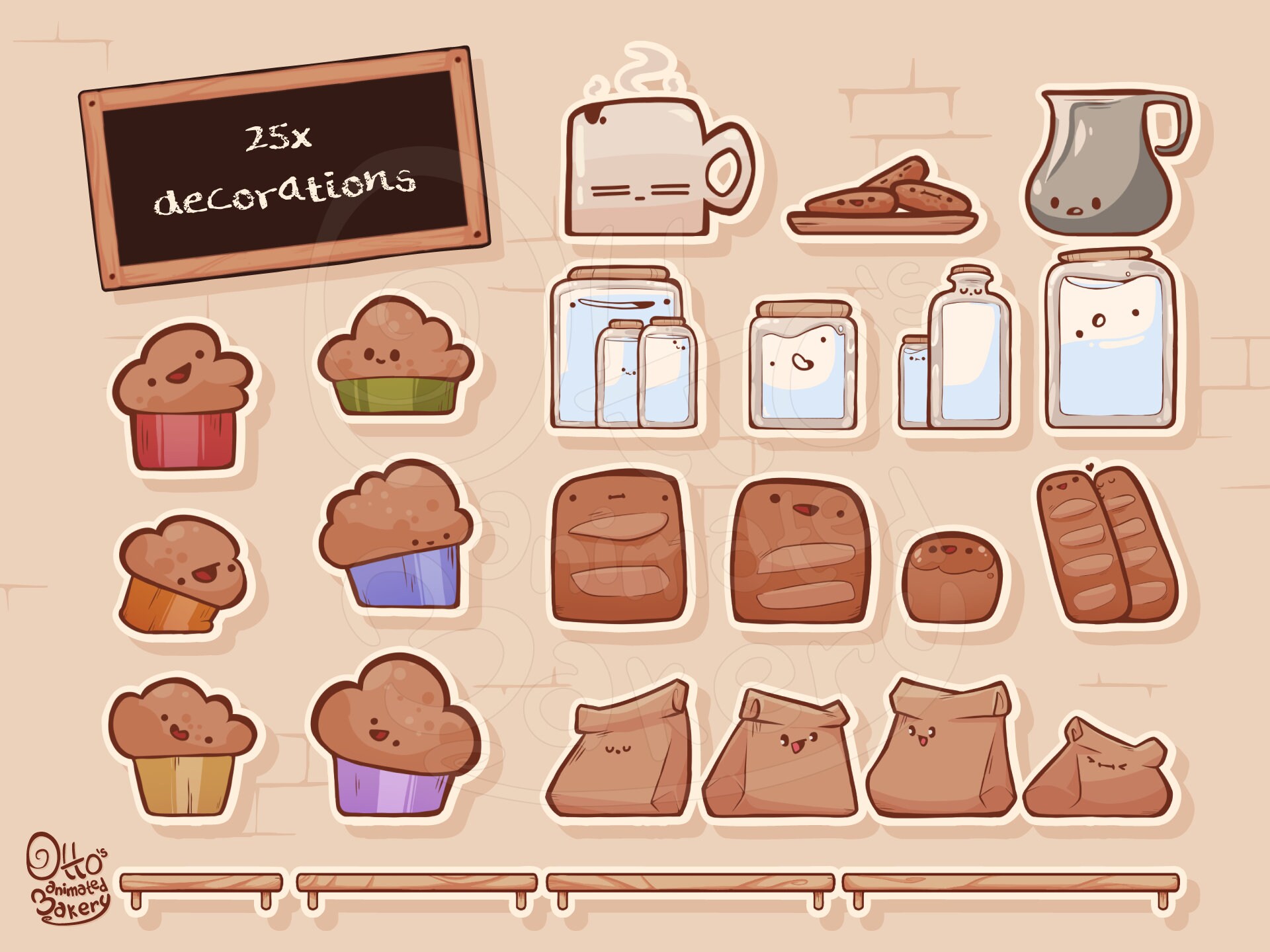 Cute Bakery Stream Decoration Pack Otto's Animated - Etsy