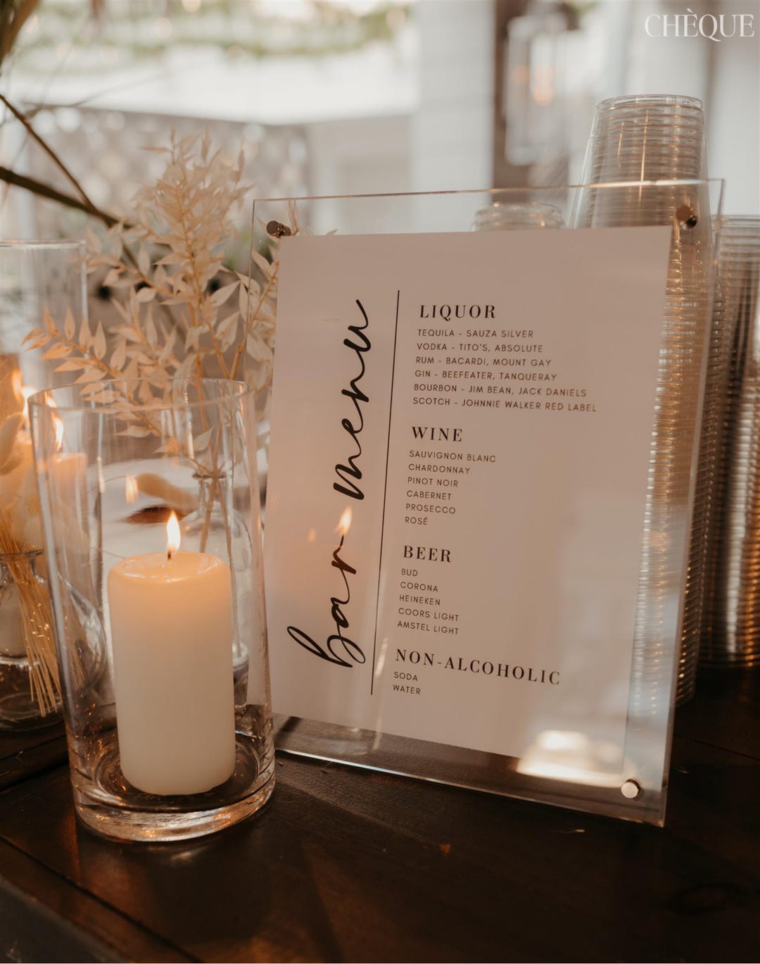 Wedding Bar Menu Sign Modern, Minimalist Wedding Bar Sign 5x7 8x10 ...