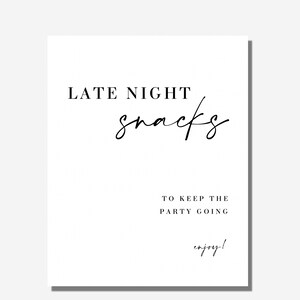 Late Night Snacks Sign Modern Wedding Snack Bar Sign Minimalist Snack ...