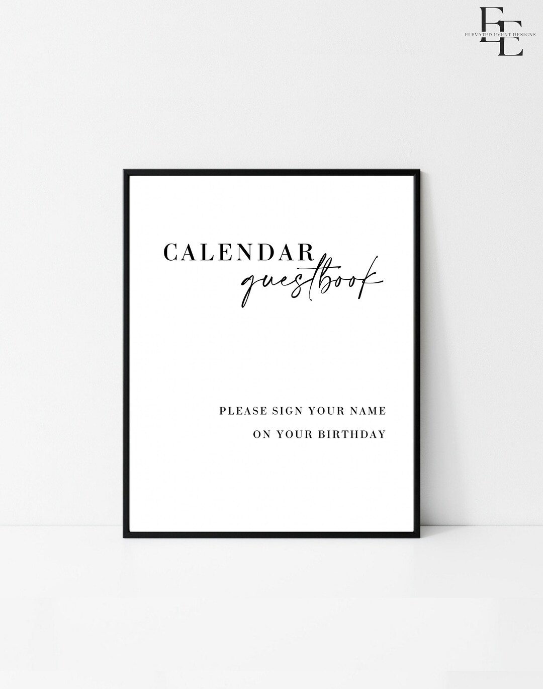 Calendar Guestbook Sign Modern Wedding Guest Book Sign Minimalist ...