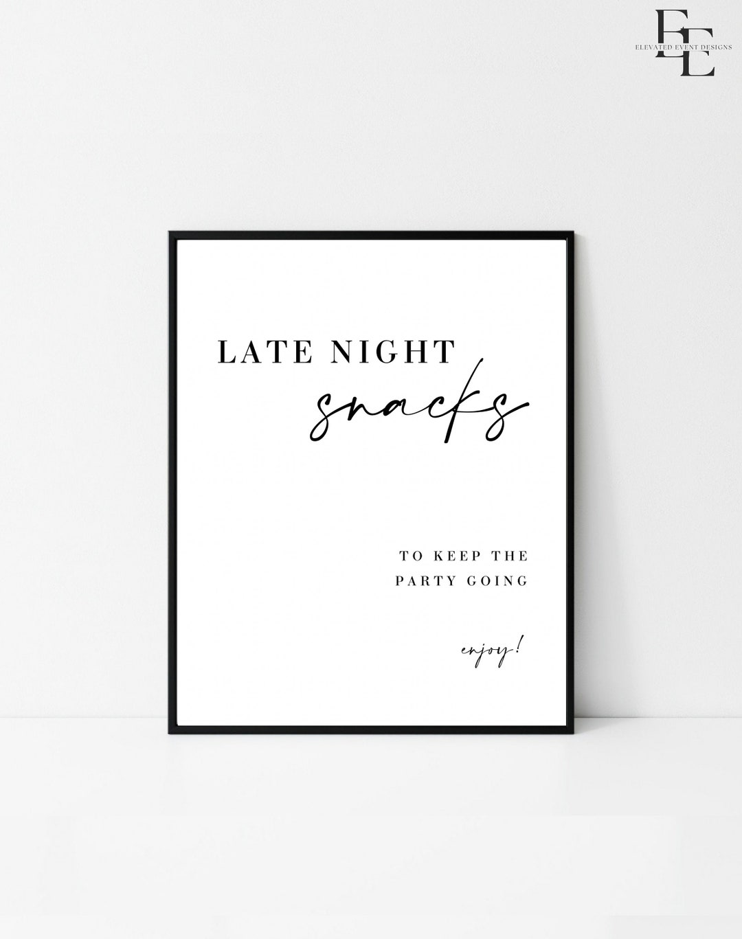 Late Night Snacks Sign Modern Wedding Snack Bar Sign Minimalist Snack ...