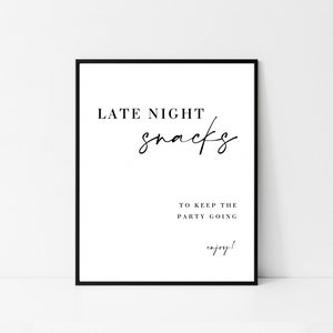 Late Night Snacks Sign Modern Wedding Snack Bar Sign Minimalist Snack ...