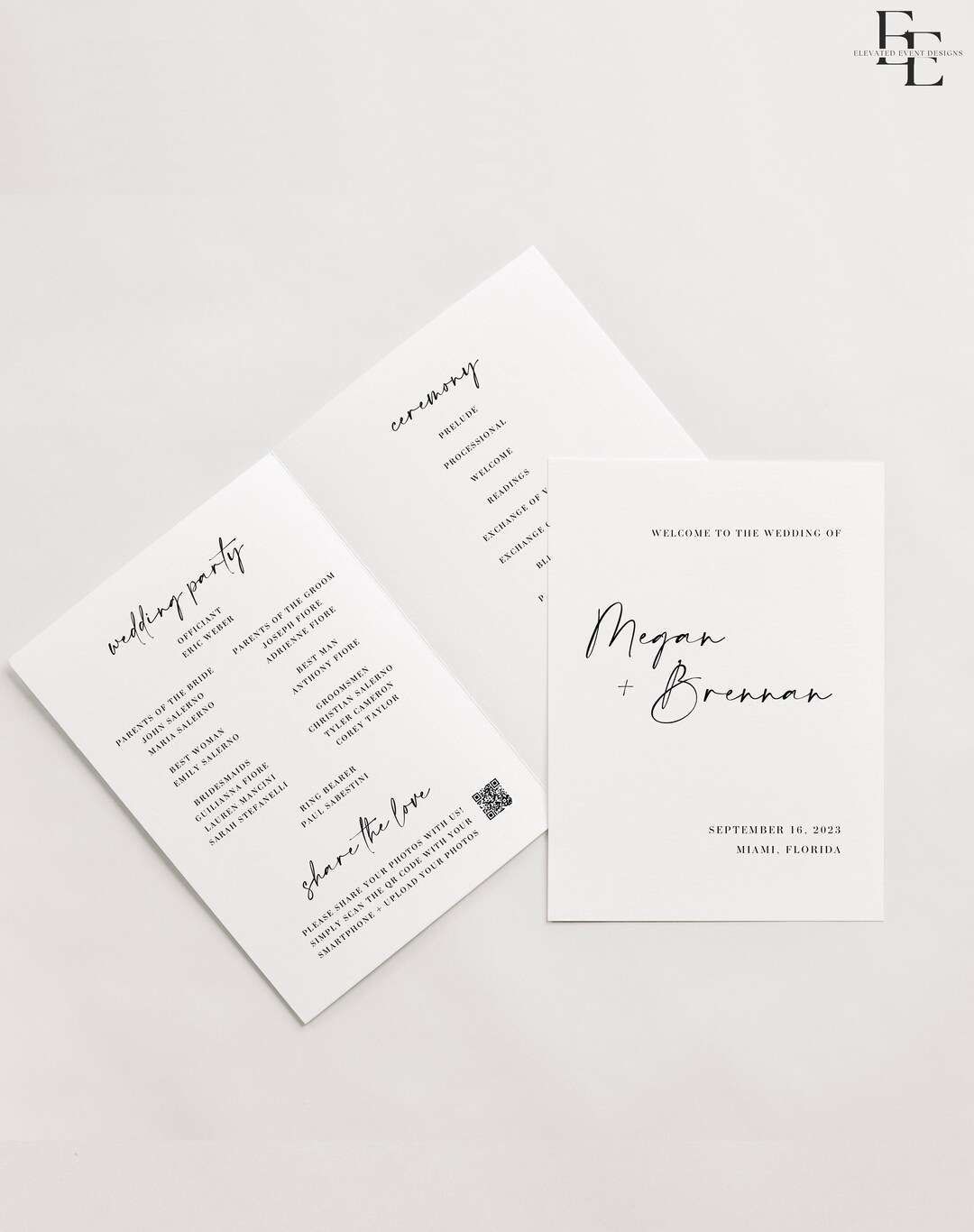 Wedding Program Itinerary Modern Wedding Ceremony Program Folded ...