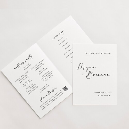 Wedding Program Itinerary Modern Wedding Ceremony Program - Etsy