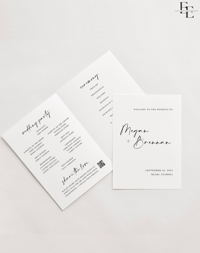 Wedding Program Itinerary Modern Wedding Ceremony Program - Etsy