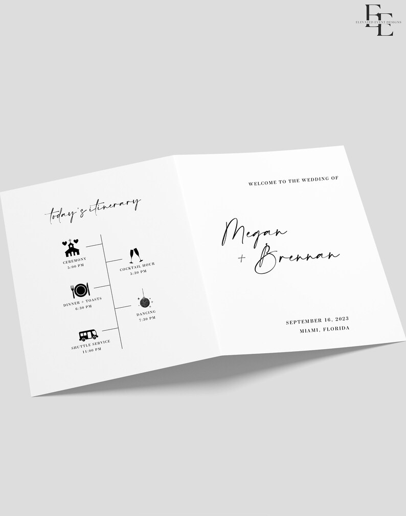 Wedding Program Itinerary Modern Wedding Ceremony Program - Etsy