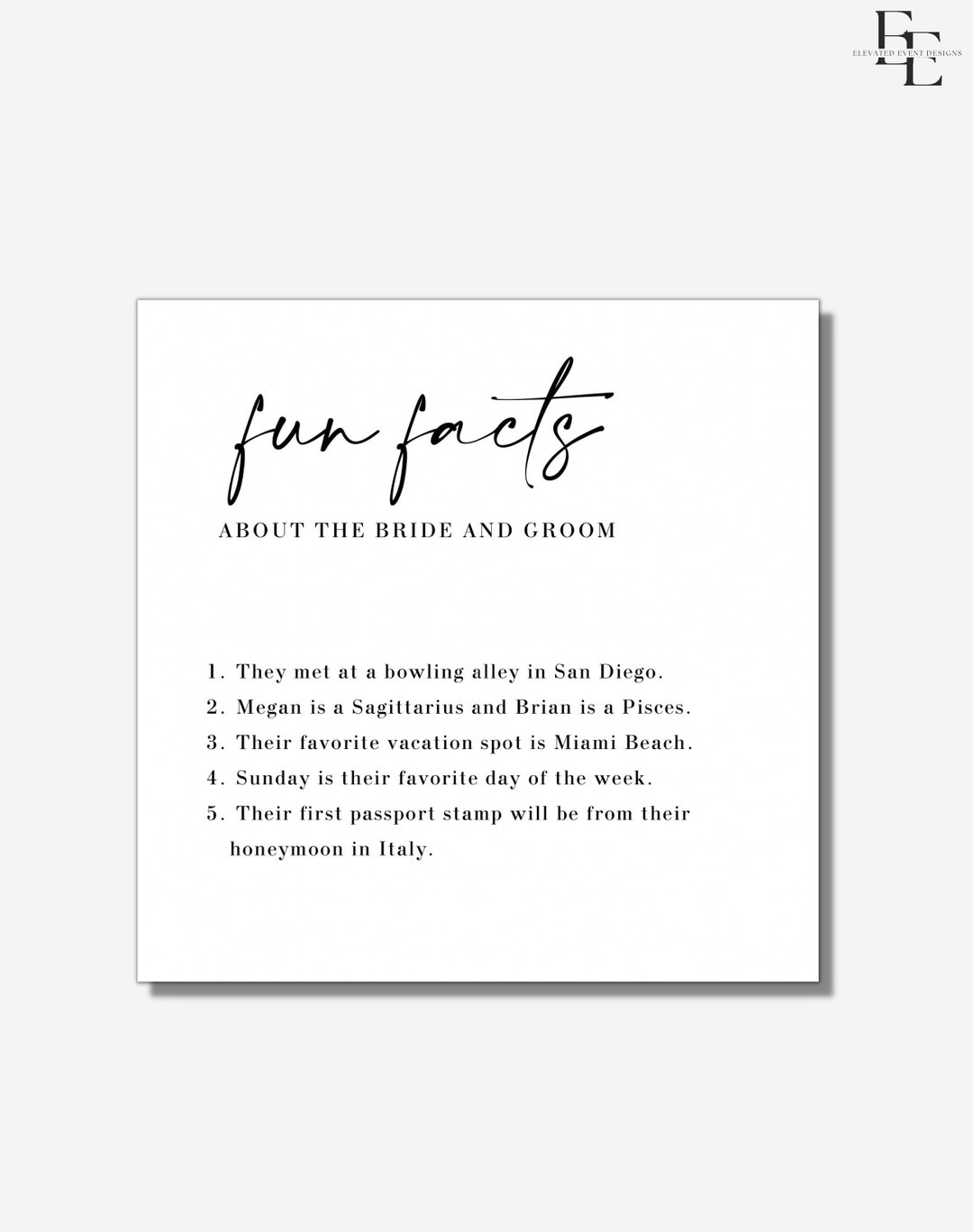 Fun Facts Wedding Cocktail Napkins Modern Minimalist Personalized ...